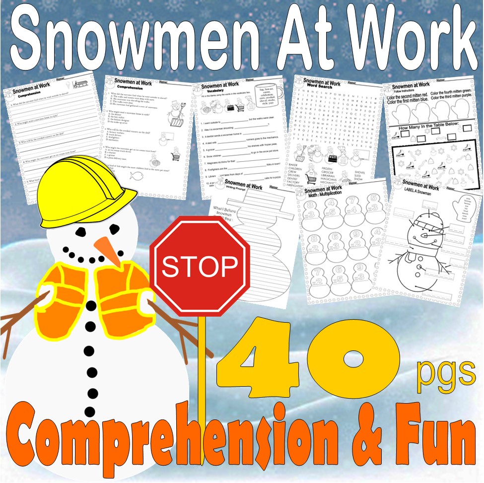Snowmen At Work Winter Book Study Companion Reading Comprehension ...