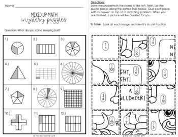 Identifying Fractions Mystery Pictures Math Puzzles - Classful