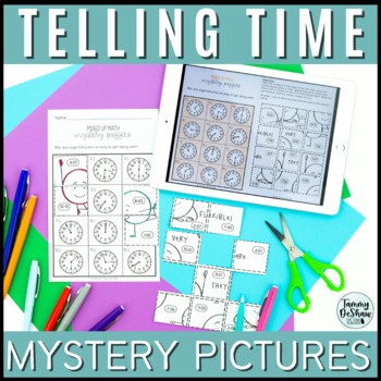 Telling Time to the Minute Math Puzzles Activity or Game Worksheets ...