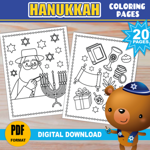 Hanukkah Coloring Pages For Kids | Jewish Holiday PRINTABLE Activity ...