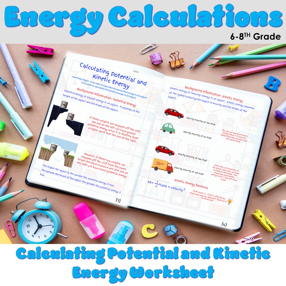 Potential and Kinetic Energy Calculation Worksheet - Classful