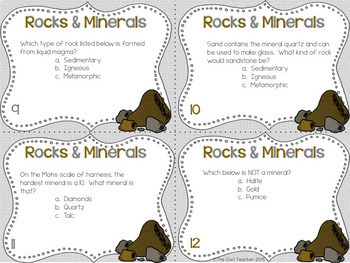 Rocks and Minerals Type of Rocks and Rock Cycle Task Cards - Classful