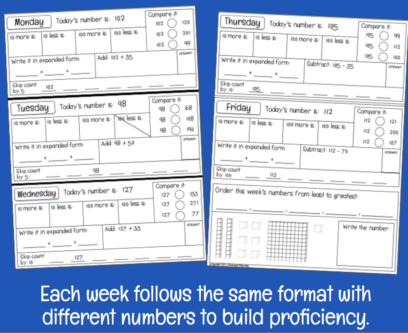 2nd Grade Number of the Day Math Worksheets - Classful