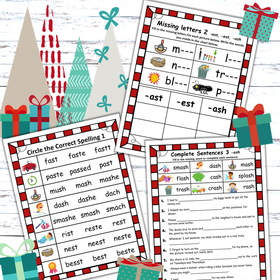 Final Consonant Blends - AST, EST, ASH - Winter Phonics Activities ...