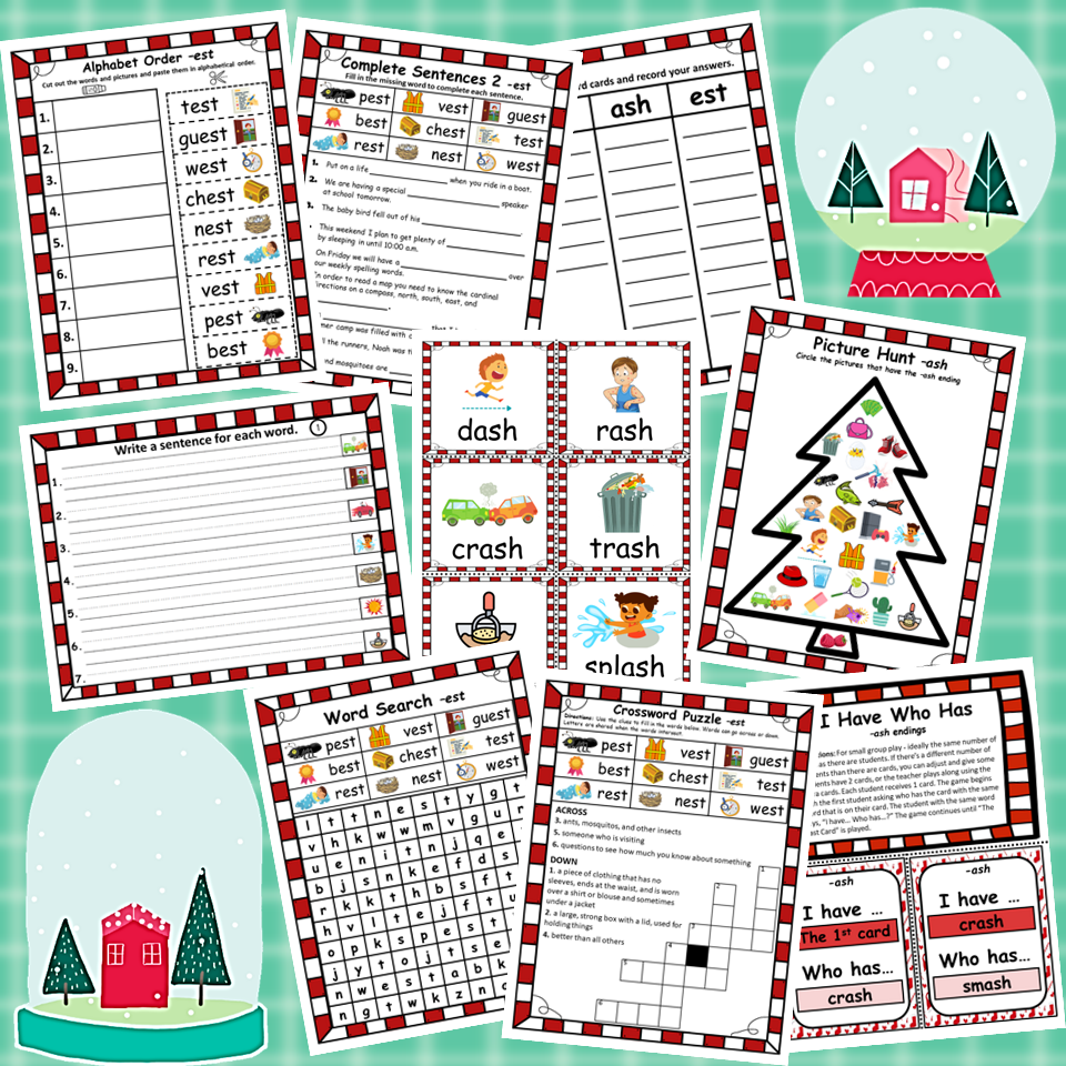 Final Consonant Blends - AST, EST, ASH - Winter Phonics Activities ...