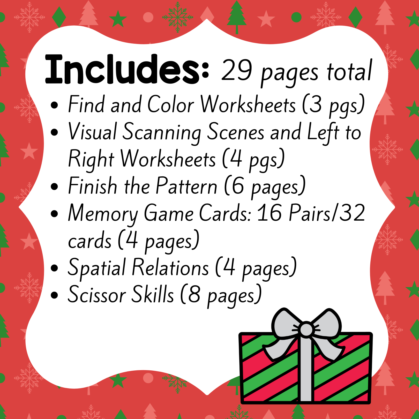 Christmas OT and Visual Perceptual Worksheets - Classful