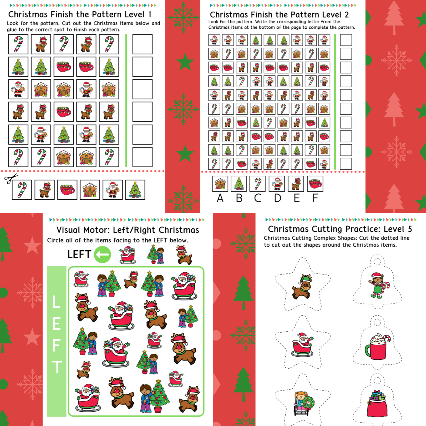 Christmas OT and Visual Perceptual Worksheets - Classful