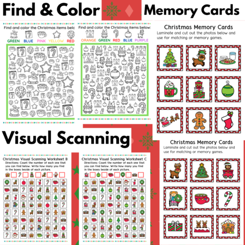 Christmas OT and Visual Perceptual Worksheets - Classful
