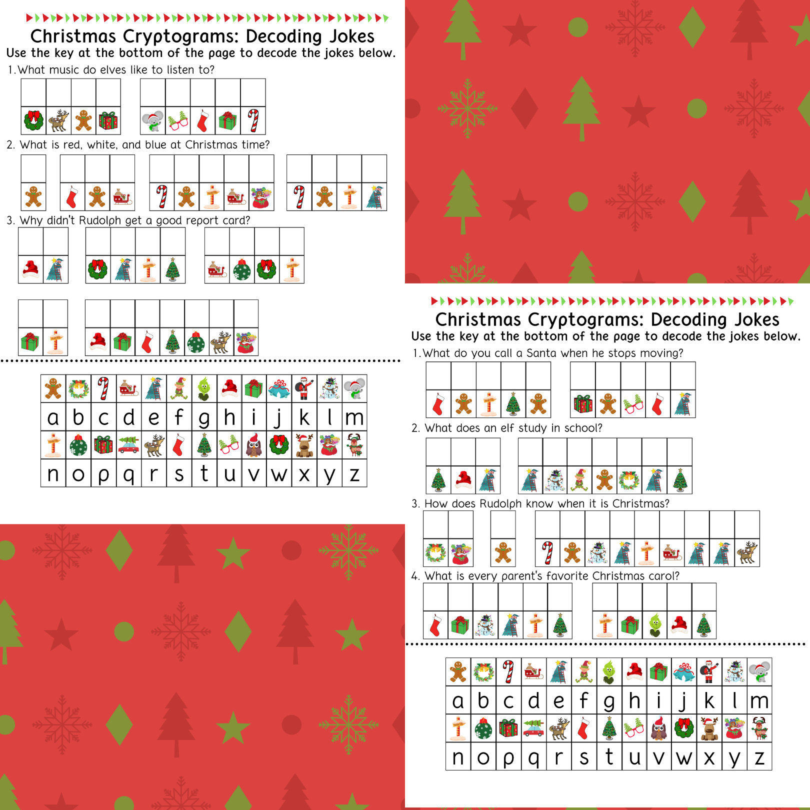Christmas Cryptogram and Decoding Worksheets - Classful