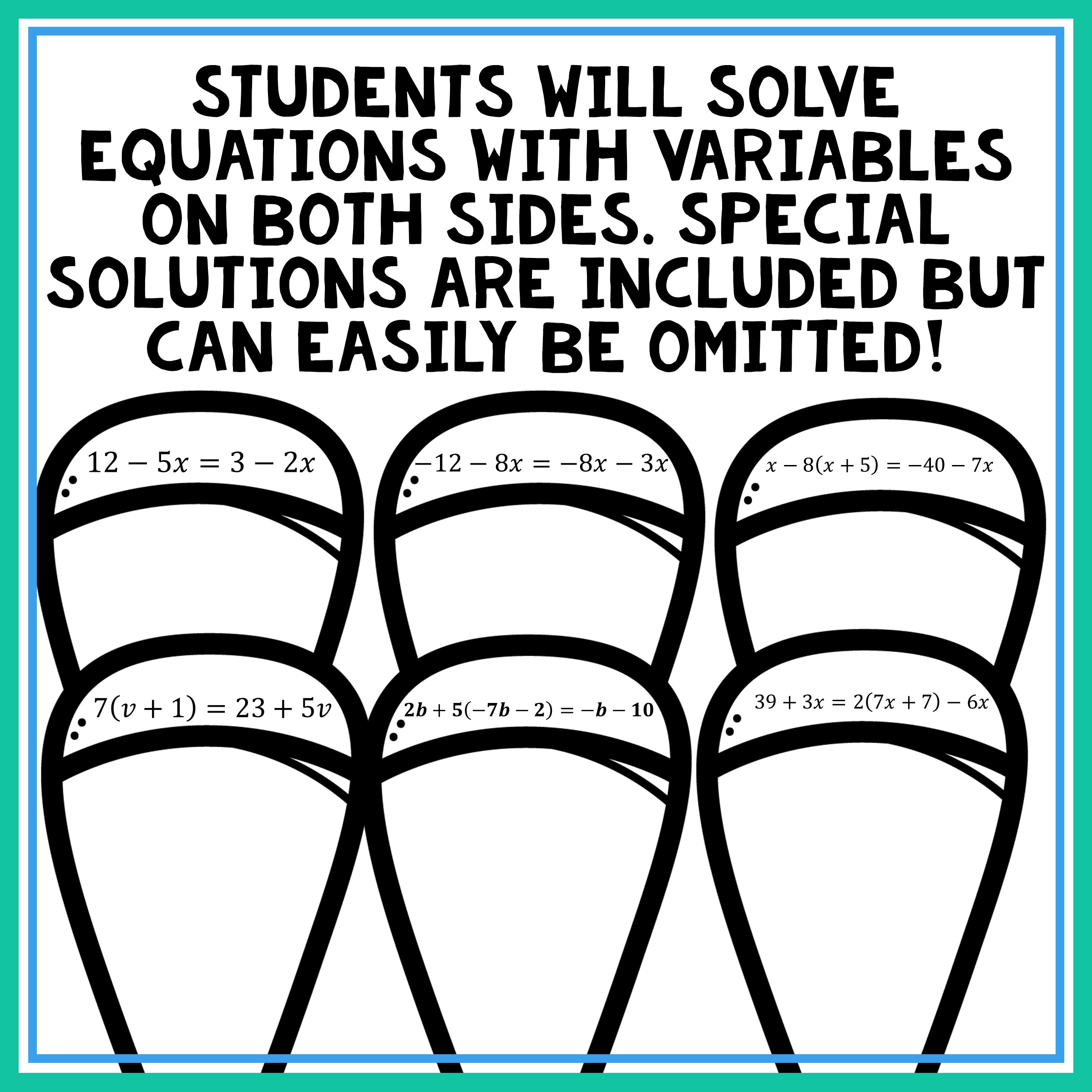 Solving Equations (Variables on Both Sides) Thanksgiving Math Turkey ...