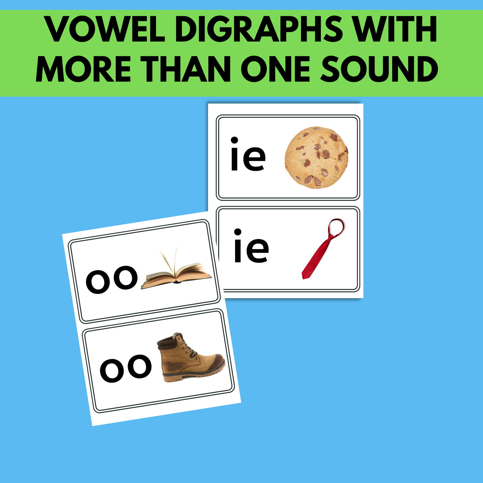 Vowel Digraph Cards, Vowel Digraph Flash Cards, Phonics Cards - Classful