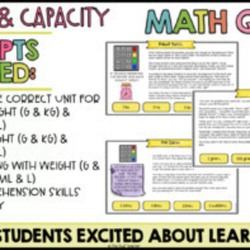 Measuring & Estimating Mass & Volume Math Quest (3.MD.2) - Classful