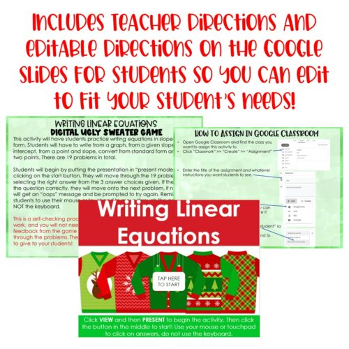 Writing Linear Equations Digital Game - Classful