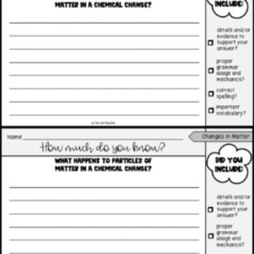 Physical and Chemical Changes Science Exit Tickets or Science Writing ...