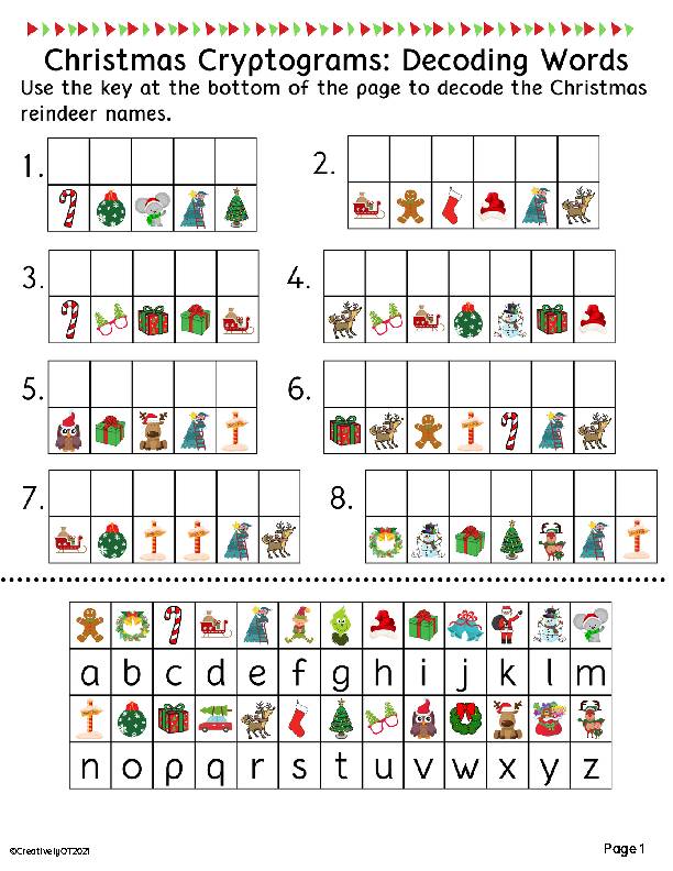 Christmas Reindeer Cryptogram Freebie - Classful