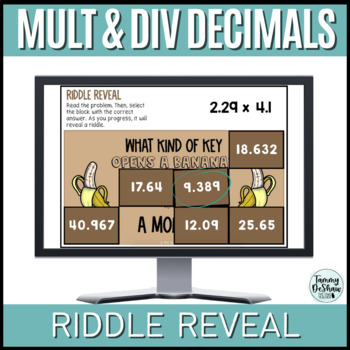 Multiplying and Dividing Decimals Riddle Reveal Boom Cards - Classful