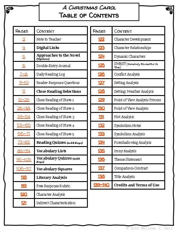 A Christmas Carol - Novel Unit - Digital & Printable - Entire Text of ...
