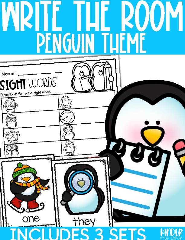 Write the Room Activities for January | Penguin Sight Word Activity ...