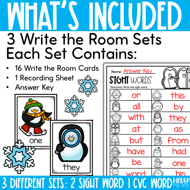 Write the Room Activities for January | Penguin Sight Word Activity ...
