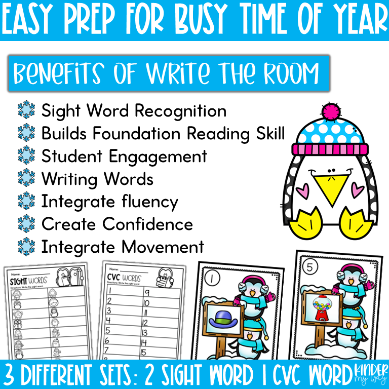Write the Room Activities for January | Penguin Sight Word Activity ...