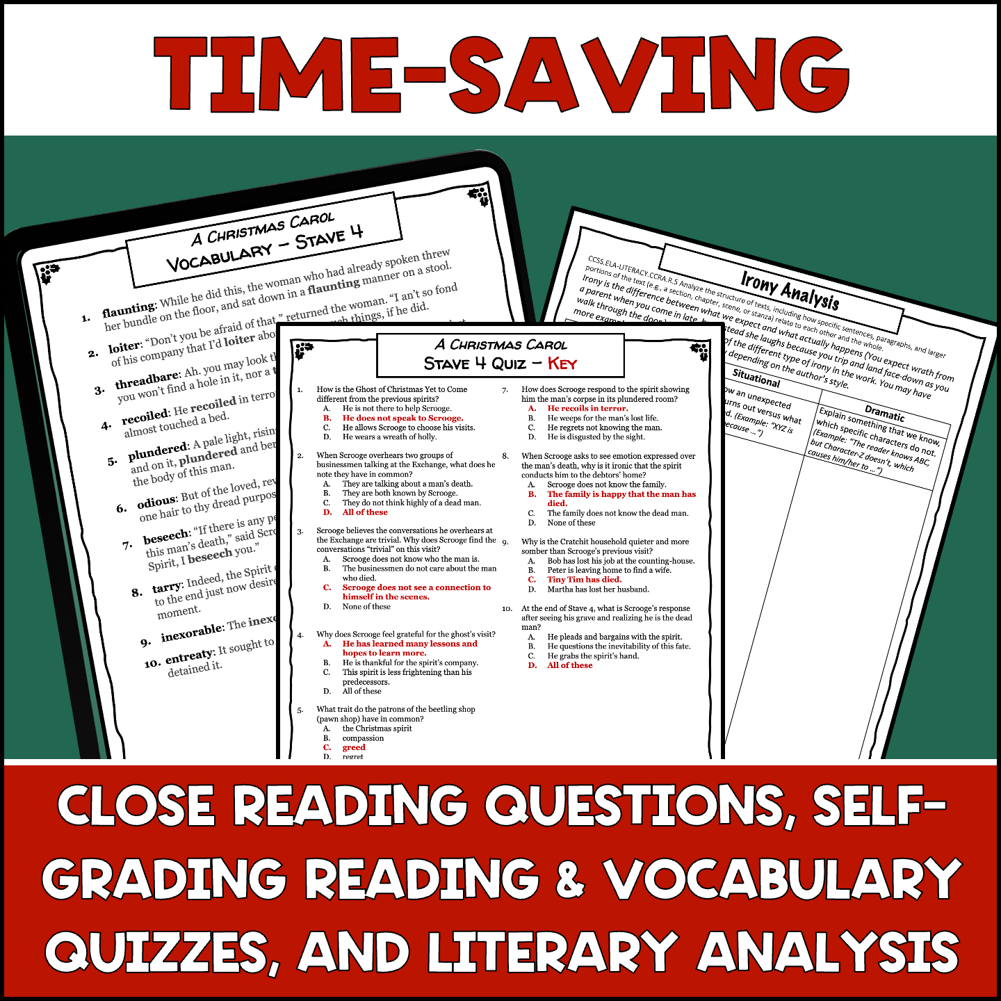 A Christmas Carol - Stave 4 - Digital & Printable - Chapter Pack - Classful