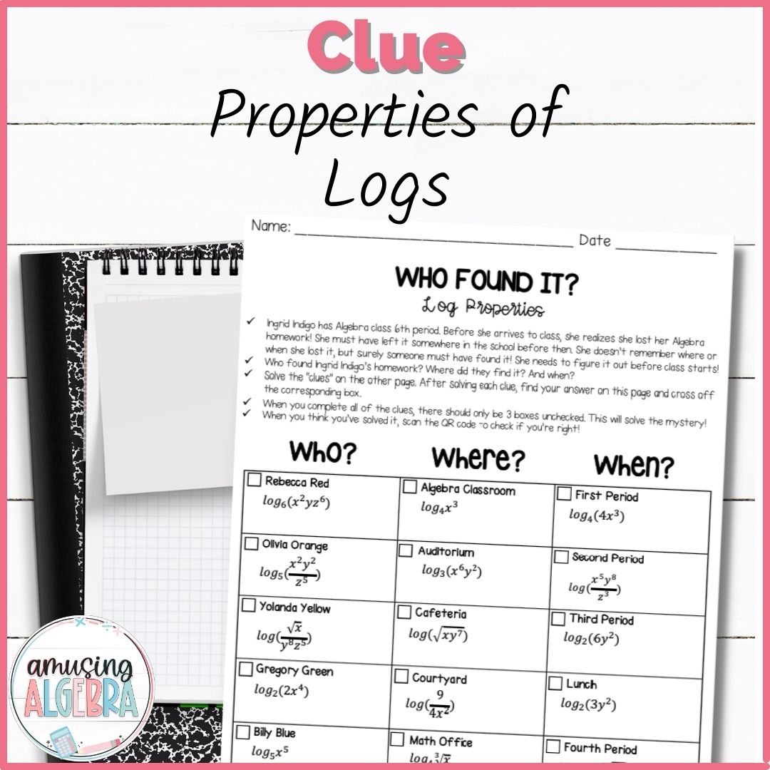 Simplifying Radicals with Variables Clue Mystery Activity - Classful