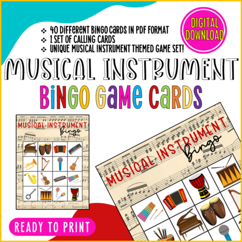 40 Musical Instrument BINGO Classroom Game | Digital Download | Class ...
