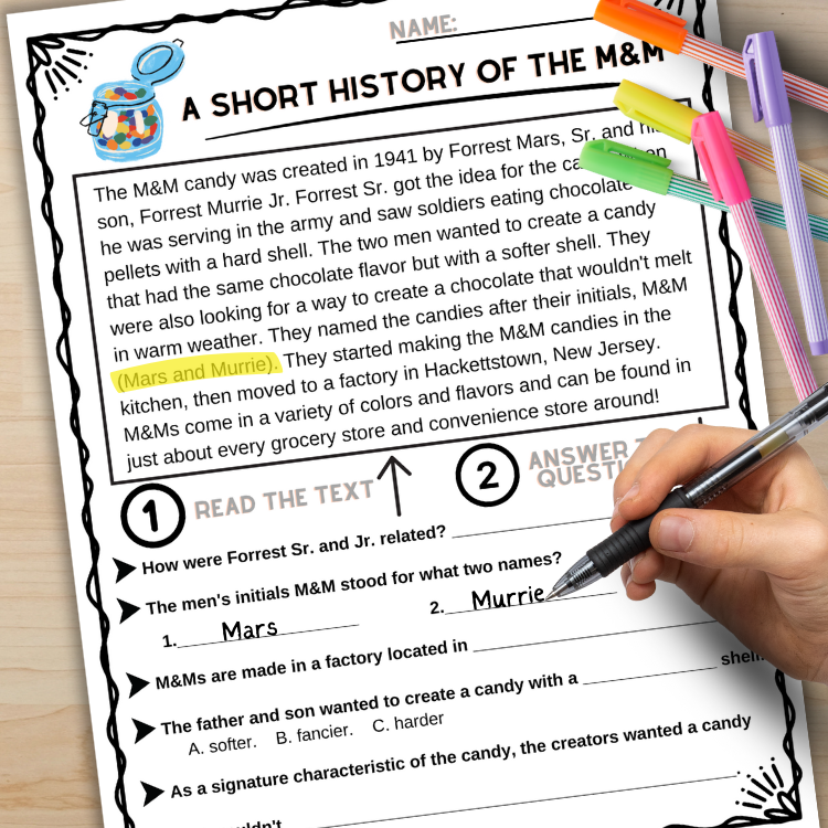 Non-Fiction Reading Passages with Comprehension Questions | Food ...