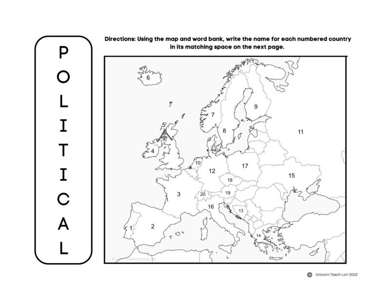 Europe Political and Physical Mapping Activity - Classful