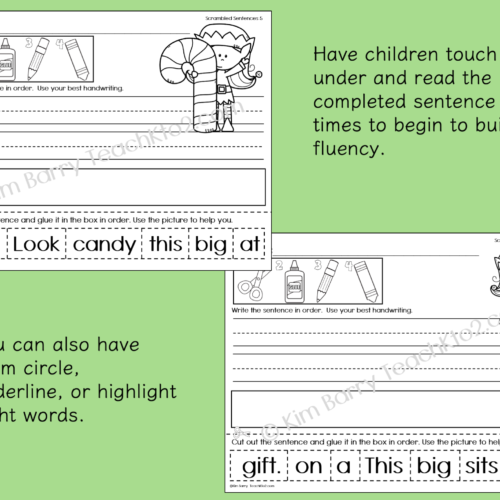 Sentence Fluency Grades 1-2 Scrambled Sentences Cut and Paste Christmas ...