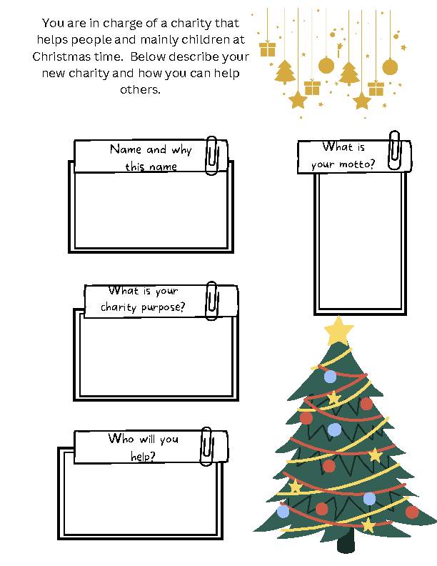 Create a Christmas Charity to help others, 15 printable pages - Classful
