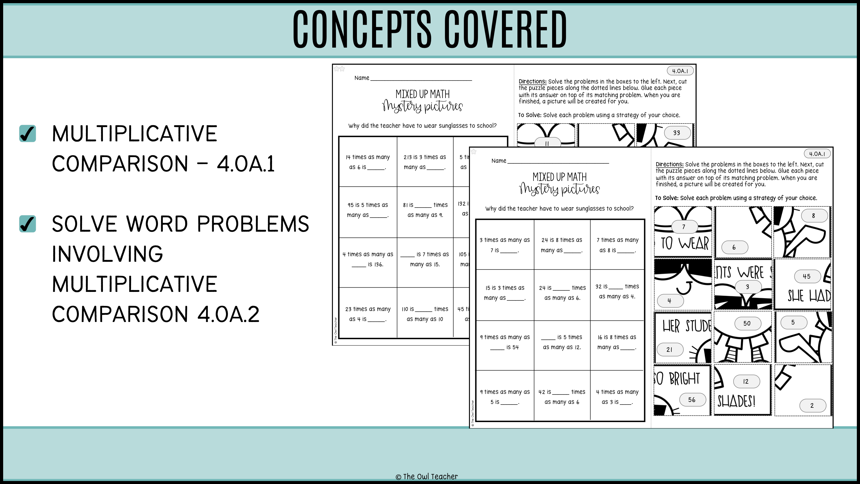Multiplicative Comparison Mystery Pictures - Classful