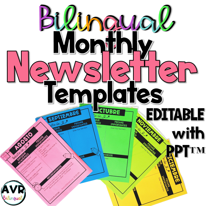Monthly Newsletter Templates | EDITABLE | Bilingual | English/Spanish ...