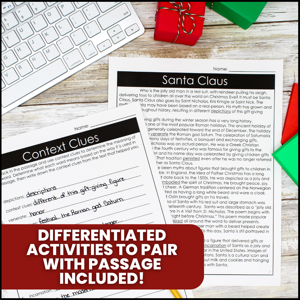 Santa Claus Differentiated Reading Comprehension Passage Printable ...