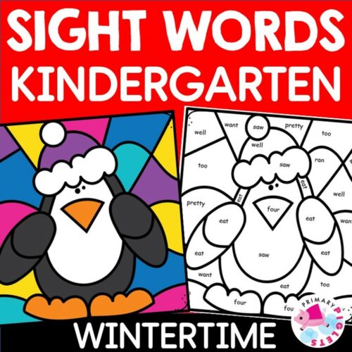 Winter Coloring Pages - Color by Sight Words Code Practice Sheets ...