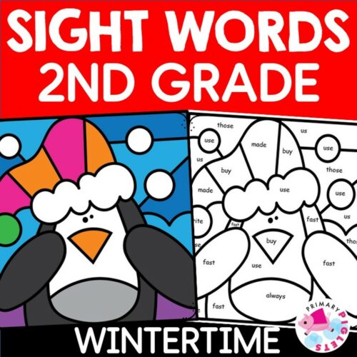 Winter Coloring Pages - Color by Sight Words Code Practice Sheets 2nd ...
