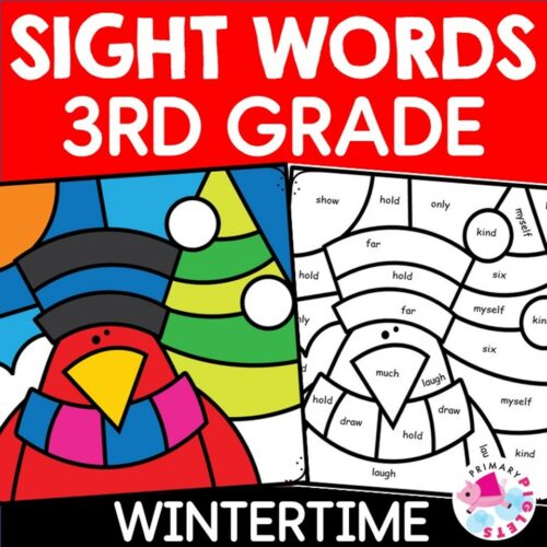 Winter Coloring Pages - Color by Sight Words Code Practice Sheets 3rd ...