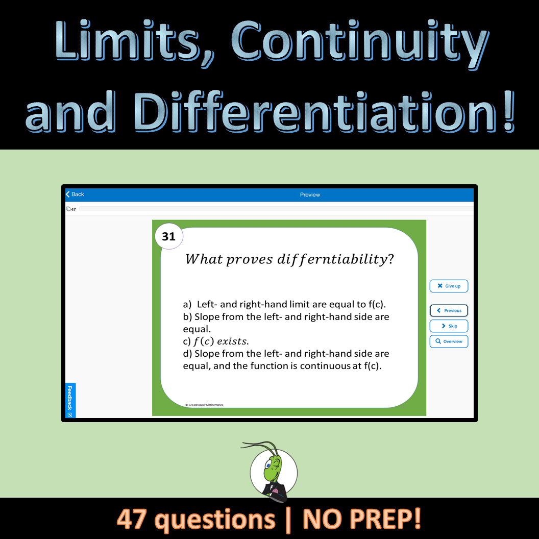 Limits, Continuity, Differentiability Calculus Task Cards | Boom - Classful
