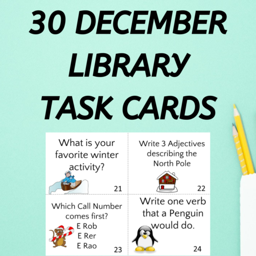 30 December Library Task Cards for Winter - Classful