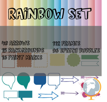 Rainbow set Digital papers, frames, boarders and more - Classful