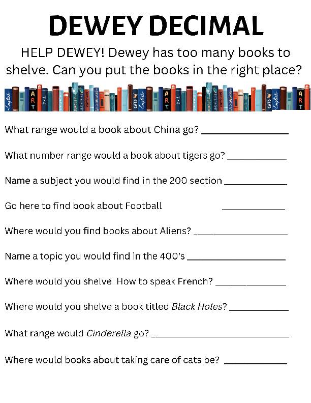 Dewey Decimal Hunt and Guide Activity Lesson - Classful