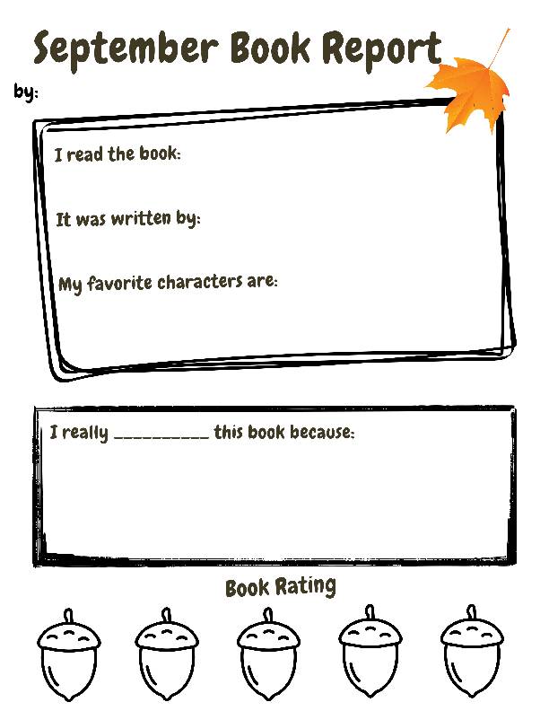 Year of themed Monthly Book Review Printable for any book - Classful