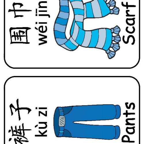 Mandarin Chinese First Words Flashcards - Clothes flash cards with ...