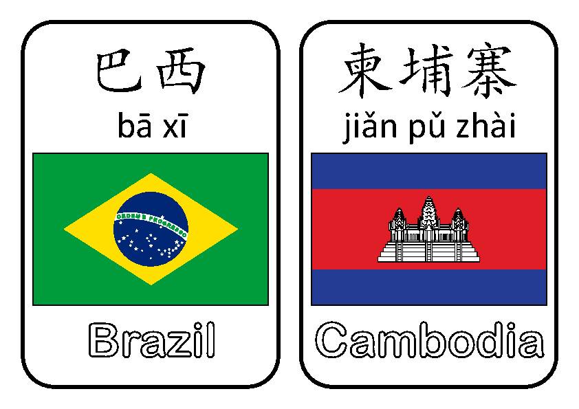 Mandarin Chinese Countries of the World Geography Flashcards - 101 ...