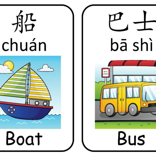 Mandarin Chinese First Words Flashcards - Transportation flash cards ...