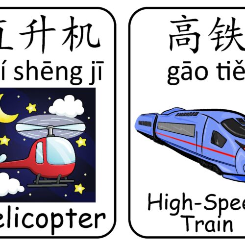 Mandarin Chinese First Words Flashcards - Transportation flash cards ...