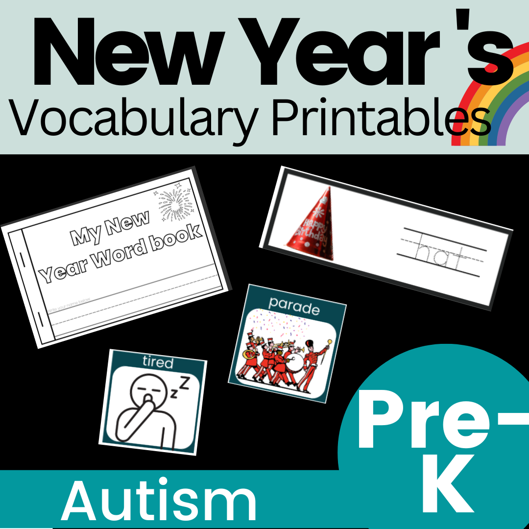 New Year's Theme Vocabulary Cards & Traceable Print Cards with Photos ...