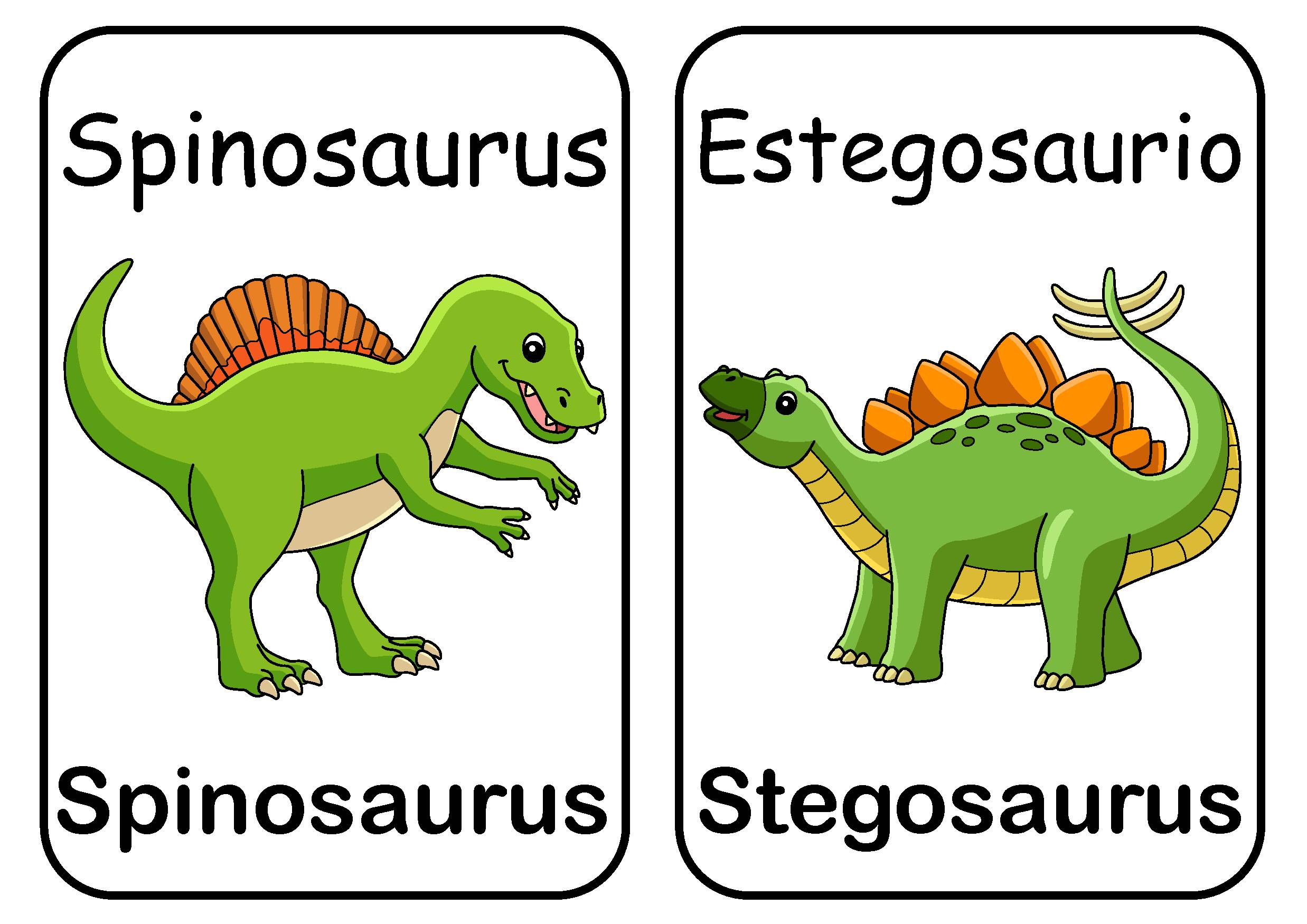 DINOSAURS - Spanish Flash Cards - Vocabulary Study flashcards with ...