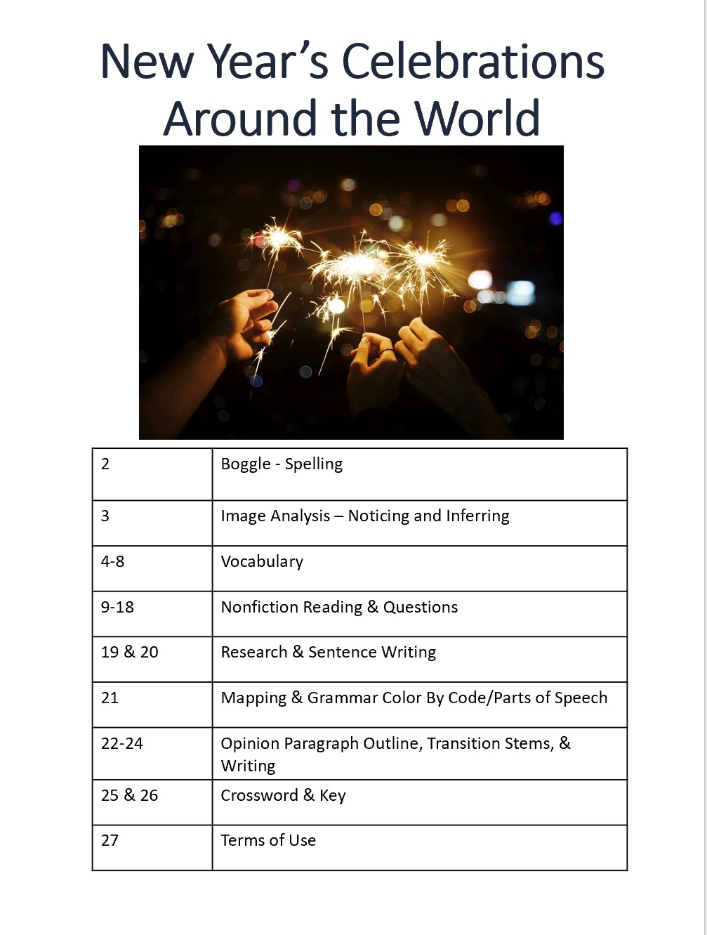 New Year's Around the World Middle & High School No Prep Emergency Sub ...