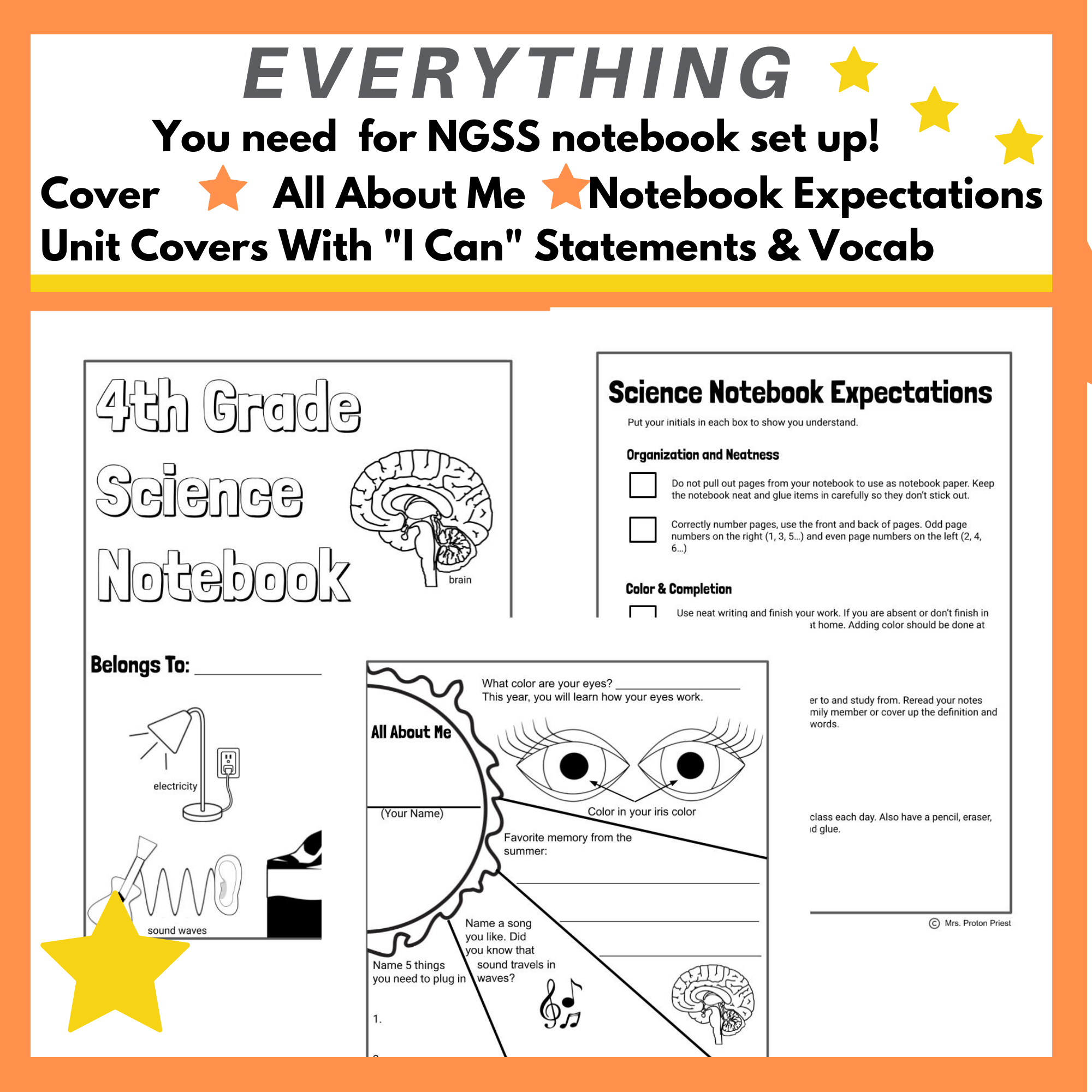 4th Grade Interactive Science Notebook Set Up - NGSS - Editable - Classful